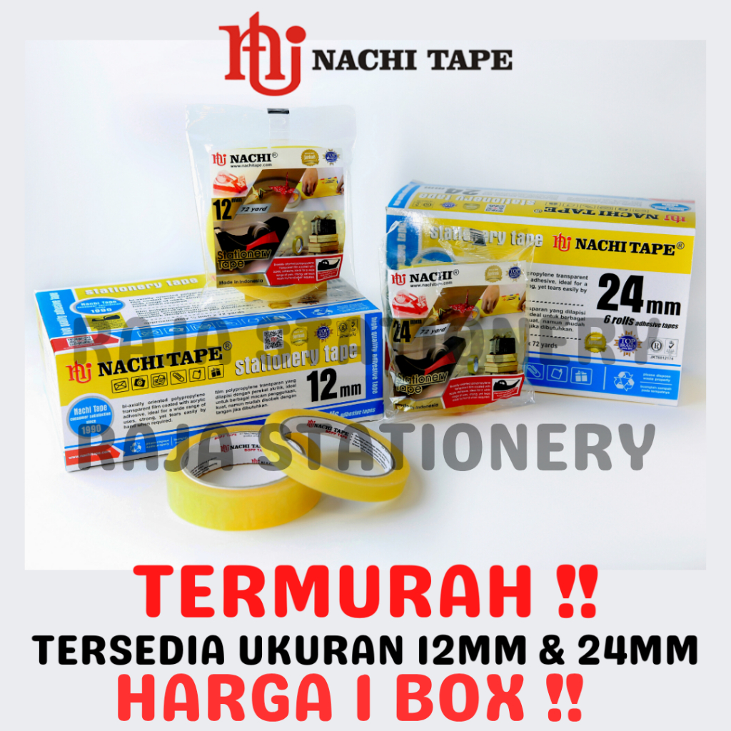 Jual NACHI STATIONERY TAPE 12mm 24mm SELOTIP SOLATIP LAKBAN SOLASI ...