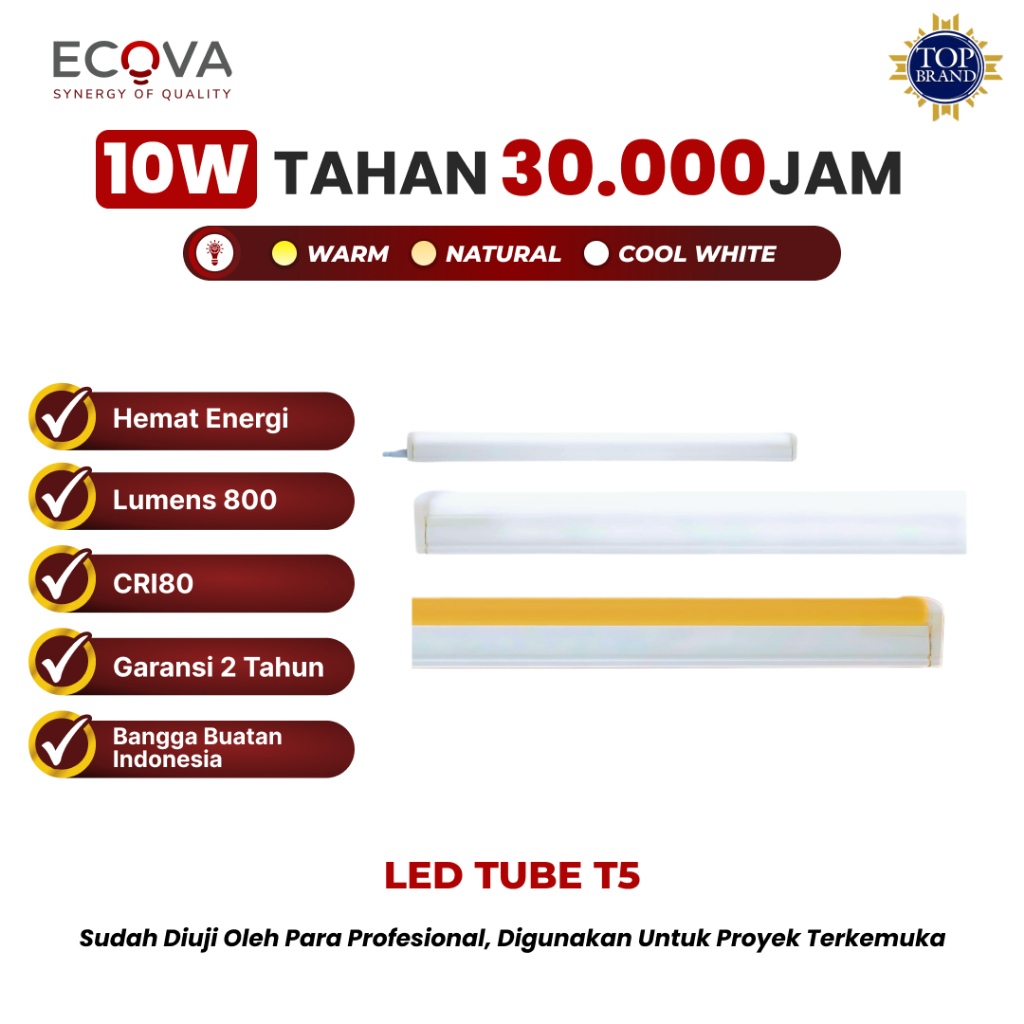 Jual Ecova - Lampu LED Tube Tabung T5 | 10 Watt | 60cm | Shopee Indonesia