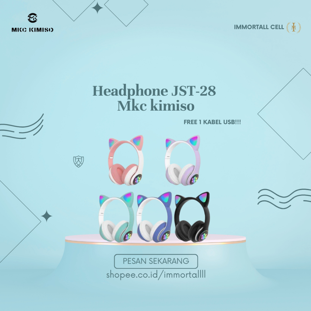 Jual HEADSET HANDSFREE LED BANDO CAT MACARON BLUETOOTH MICRO SD jst-28 ...