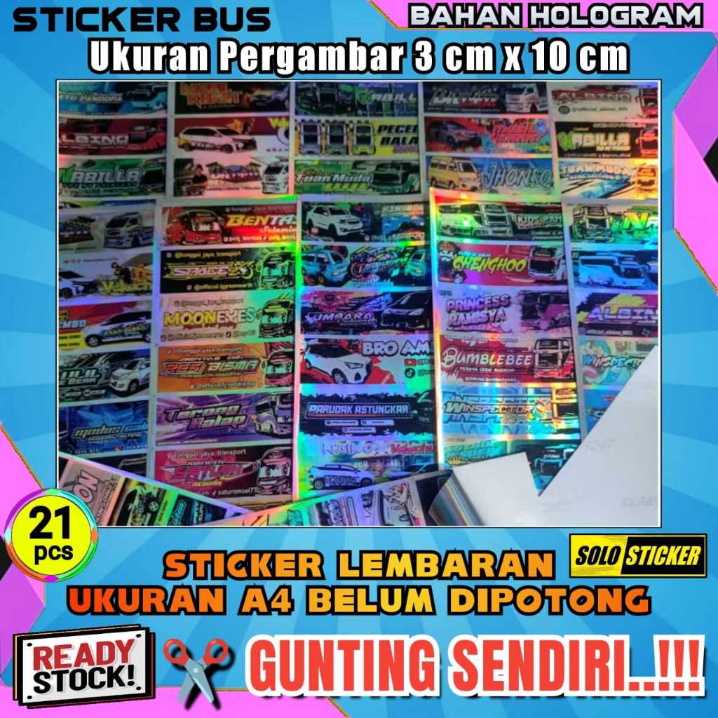 Jual Stiker Bus Panjang Hologram Lembaran Isi 21pc | Shopee Indonesia