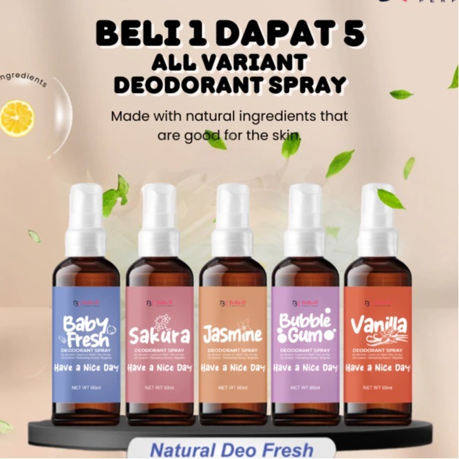 Jual BELI 1 DAPAT 5 [ALL VARIANT]-Natural deodorant spray mencerahkan ...