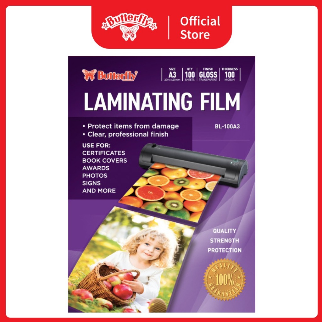 Jual Plastik Laminating Folio A3 Butterfly BL-100 – 100 Lembar, Gloss ...