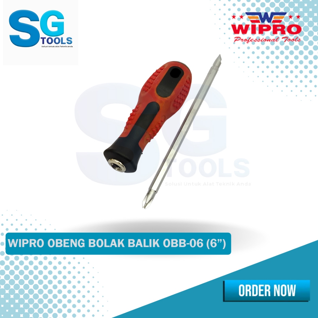 Jual Wipro Obeng bolak balik OBB-6 (6") handle TPR wipro - Obeng Bolak ...