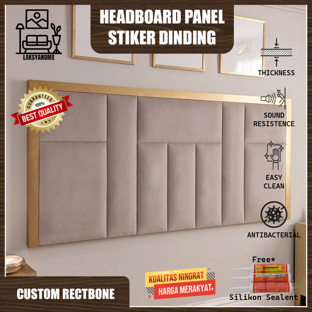 Jual Headboard Panel Custom Rectangle 1 Set 180x100cm Pure Linen Bludru ...