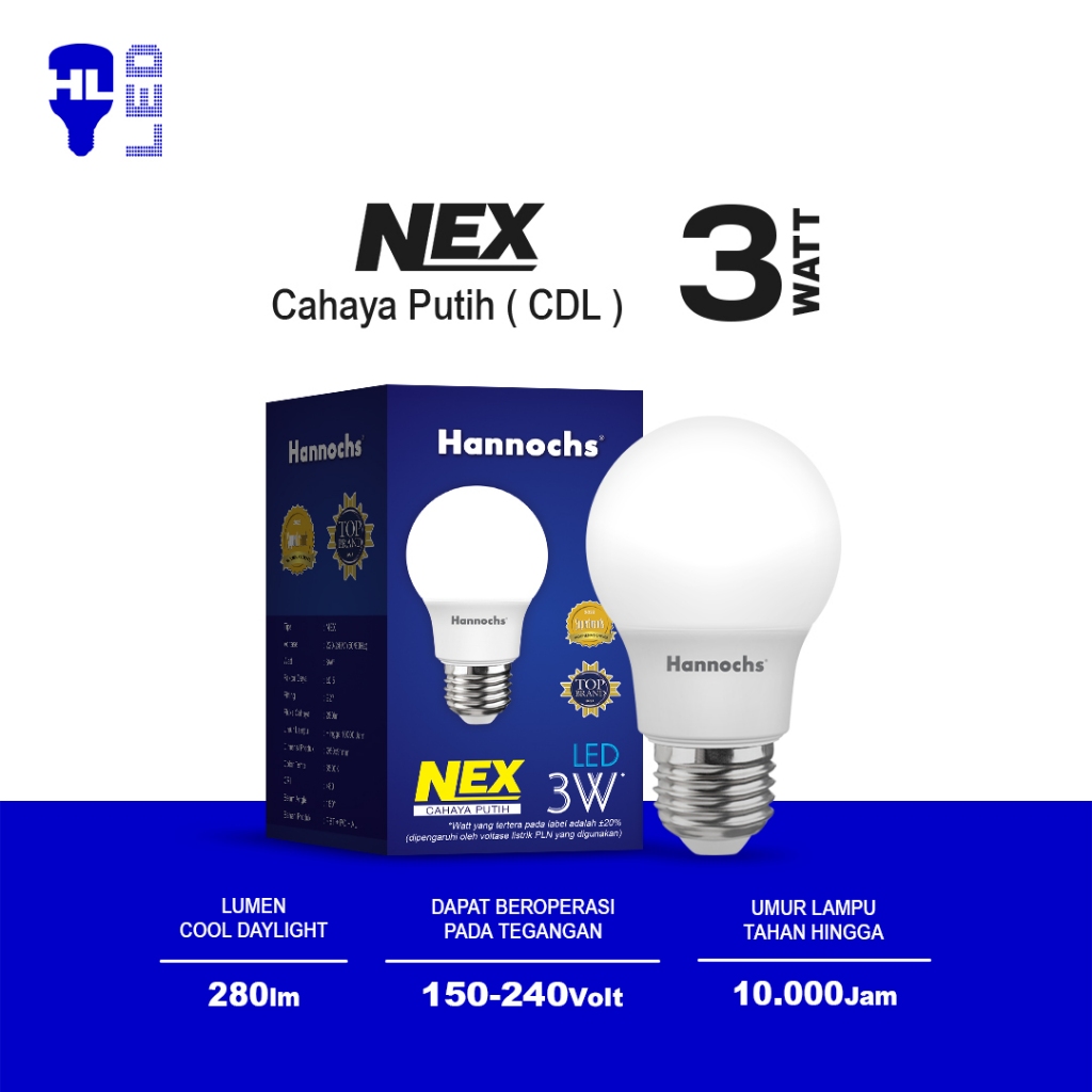 Jual Hannochs Lampu Bohlam LED NEX 3W Cahaya Putih | Shopee Indonesia