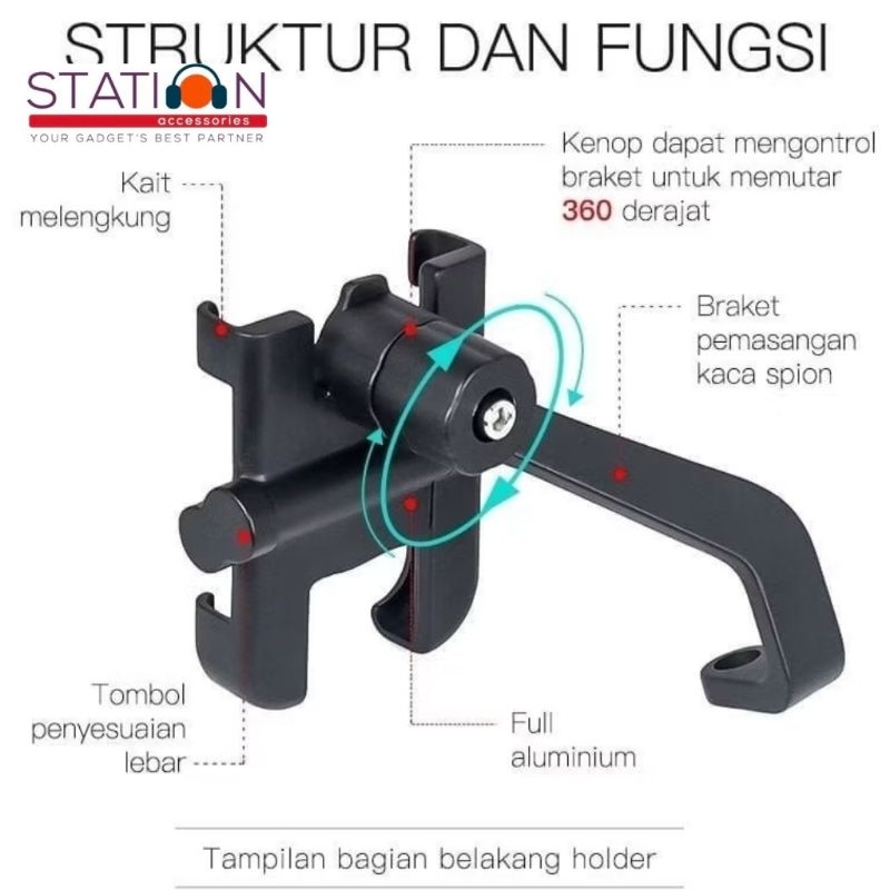 Jual Holder Motor Besi Universal Phone Holder C1 dan C2 Bahan Besi ...