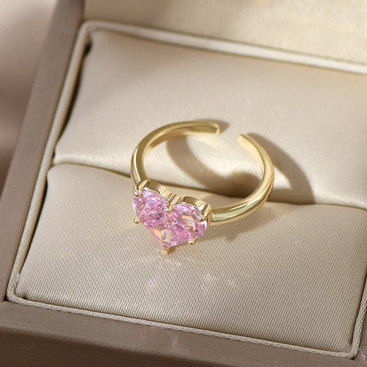 Jual ZURRI Cincin Zircon Wanita Cincin Emas Pink Diamond J688 ...