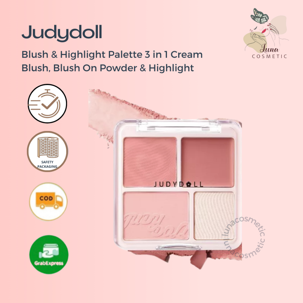 Jual Judydoll Blush & Highlight Palette 3 in 1 Cream Blush, Blush On Powder & Highlight - 9gr ...