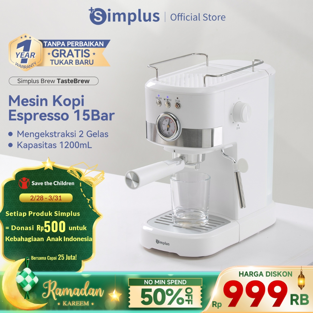 Jual Simplus Mesin Kopi Kapsul Mesin Espresso Otomatis 20Bar 900ml Cocok untuk Kopi Kapsul ...