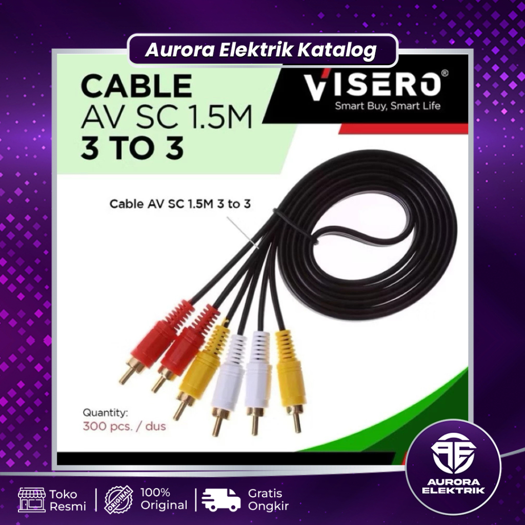 Jual VISERO Kabel RCA / Cable RCA 3 TO 3 ( 1,5M ) | Shopee Indonesia