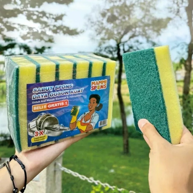 Jual MAMMI SPONS Spon Cuci Piring Busa Kuning Per Pak ( ISI 6 PCS ...