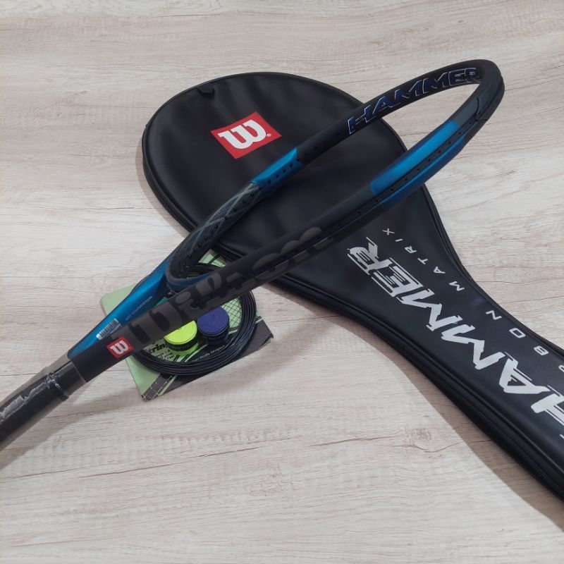 Jual RAKET TENIS WILSON HAMMER MATRIX 7 BLACK BLUE SIAP PAKAI | Shopee ...