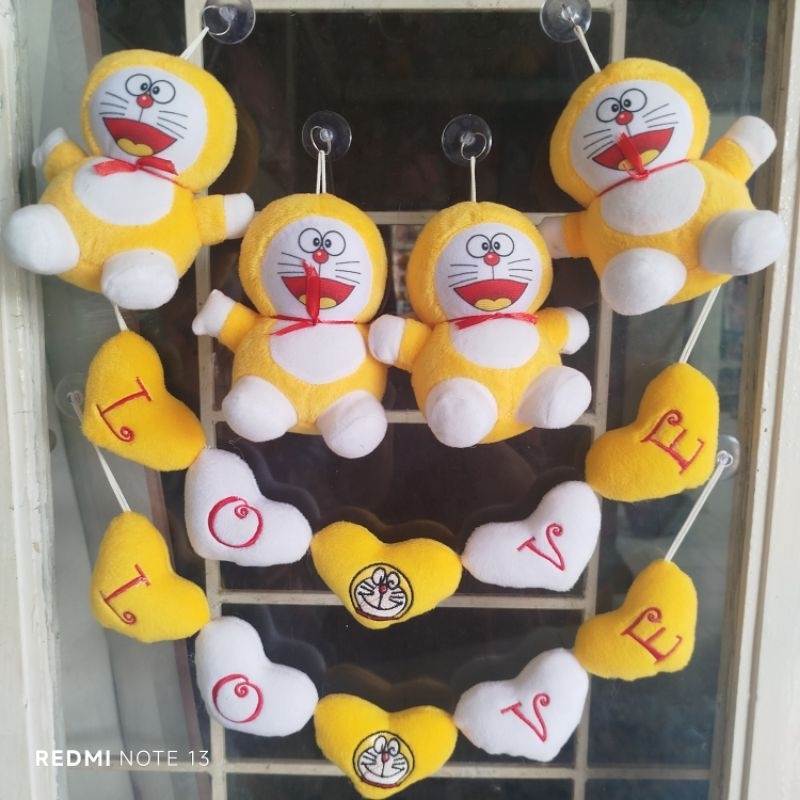 Jual Boneka doraemon warna paket set hiasan kaca mobil, dashboard mobil ...