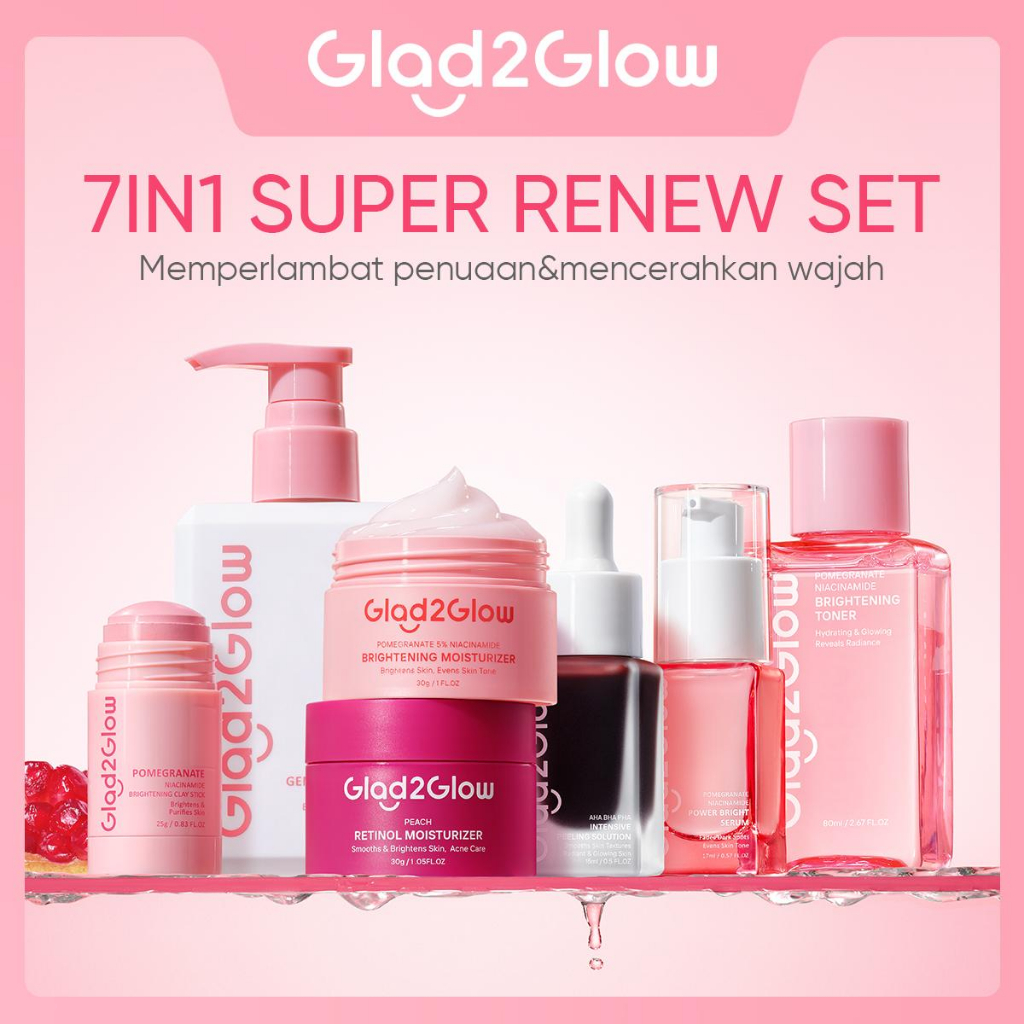 Jual 【Paket Hemat Mencerahkan】Glad2Glow Renew bundle all in 1 7in1-Brightening toner+Brightening ...