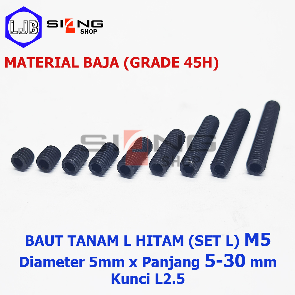 Jual Baut Tanam L M5 Baja Hitam Panjang 5 sd 30mm (Set L) | Shopee Indonesia