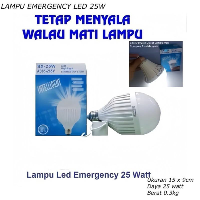Jual LAMPU EMERGENCY LED 25WATT || BOHLAM TETAP MENYALA WALAU KEADAAN ...