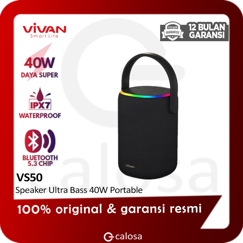 Jual Speaker Bluetooth VIVAN VS50 Ultra Bass 40W Portable Wireless Bluetooth 5.3 Waterproof IPX7 ...
