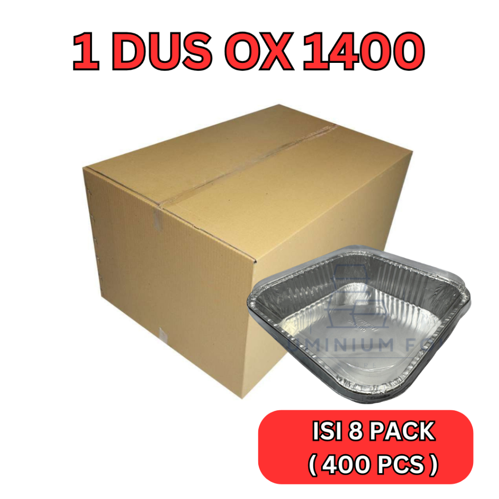 Jual Wadah Aluminium Foil Cup 1 Dus Ox 1400 Ukuran Besar 20x20 + Tutup Tray Untuk Mie Spageti ...