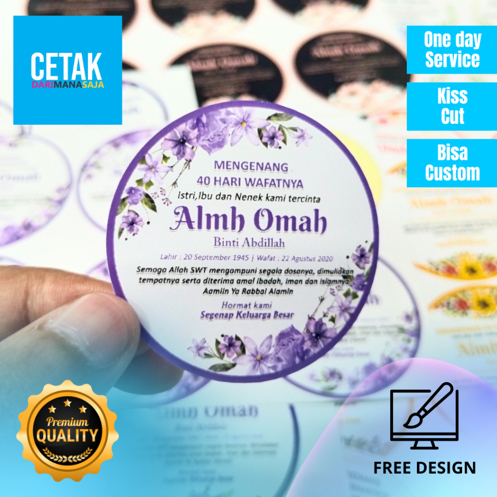 Jual Sticker dan Kartu Mengenang Wafatnya Stiker Card Label Tahlil ...