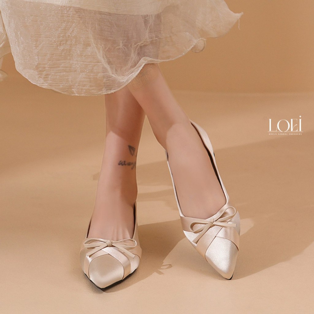 Jual LOEI Jihae Satin Flatshoes Pita Wanita Elegan Sepatu Flat Lancip ...
