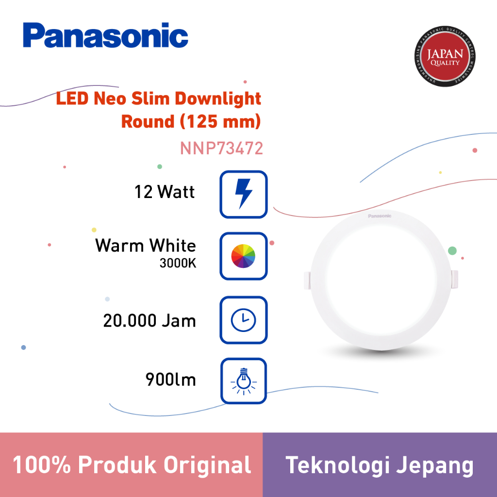 Jual Panasonic Lampu Downlight LED Neo Slim 12W Dia 125mm 3000K ...