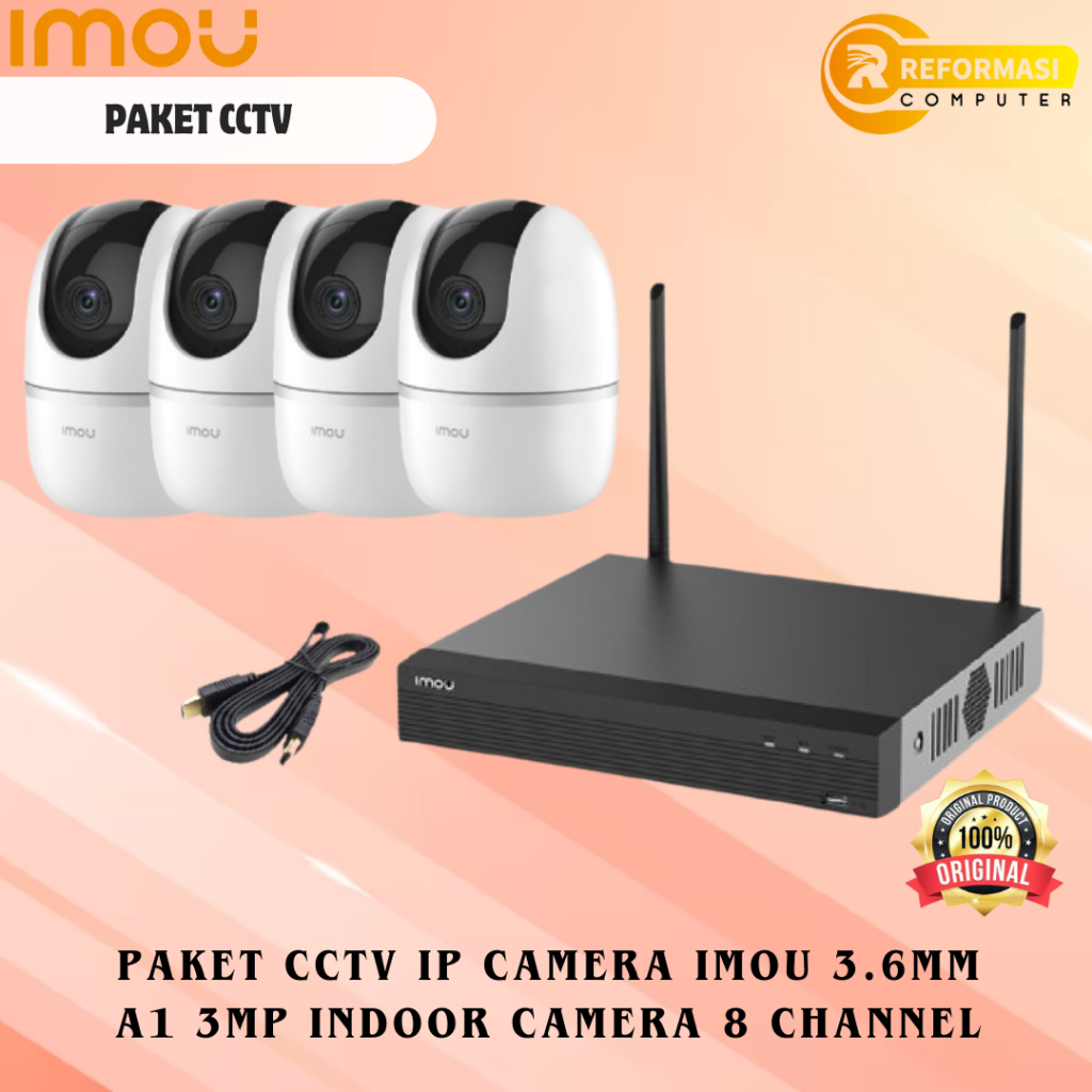 Jual IMOU PAKET CCTV KAMERA CCTV IMOU IPC-K2E1P 3.6MM A1 3MP INDOOR 8 ...