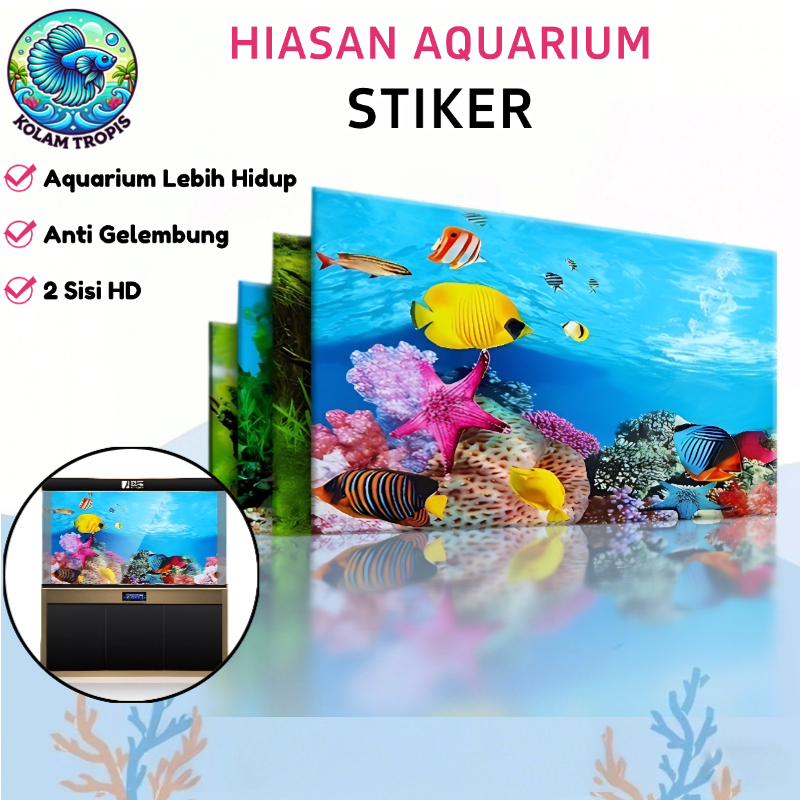 Jual Sticker Aquarium Belakang 3D 2 Sisi Motif Realistis Dekorasi ...