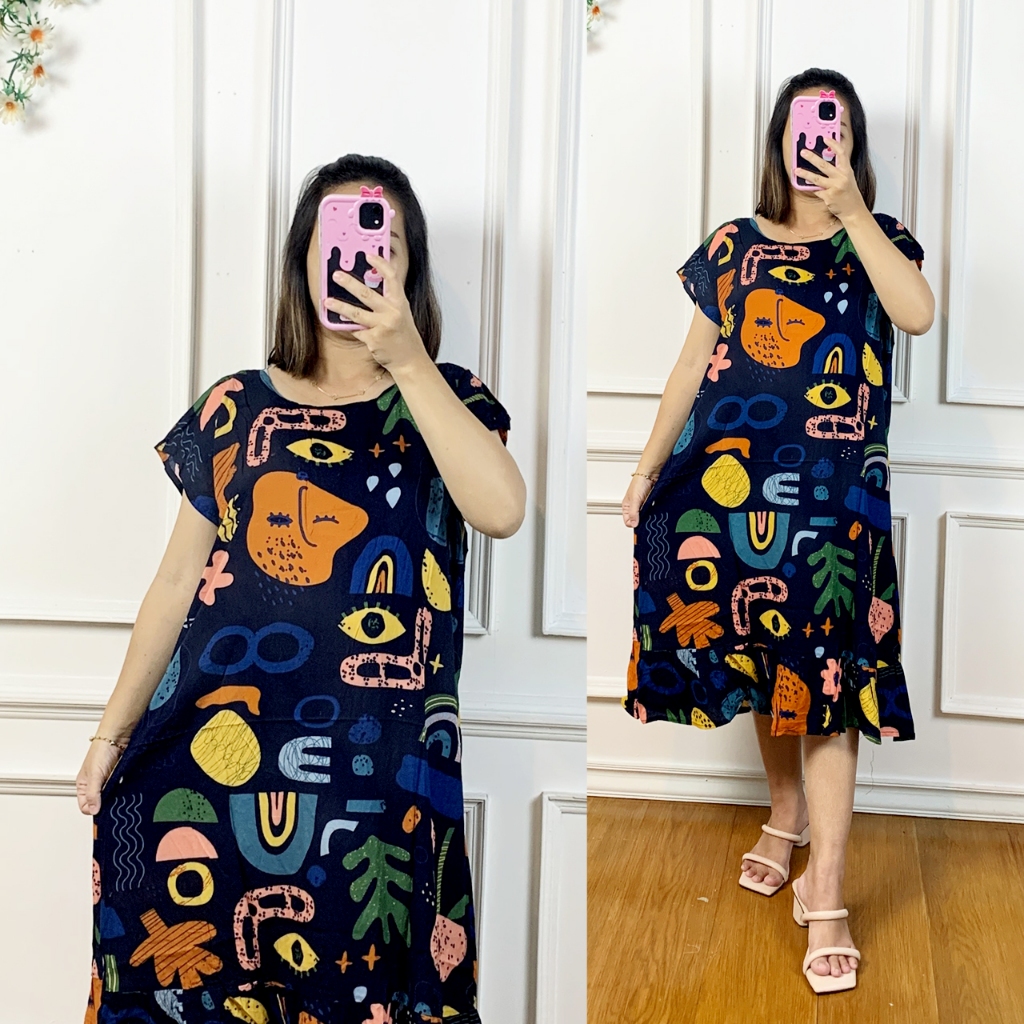 Jual Daster Viral, Daster Ruffle Rayon , Daster Kekinian Motif Nyaman ...