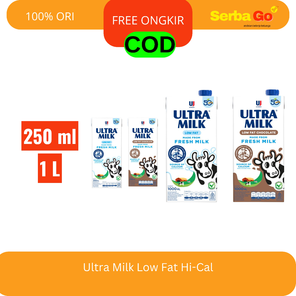 Jual Susu Kotak UHT Ultra Milk Low Fat High Calsium All Variant | Shopee Indonesia
