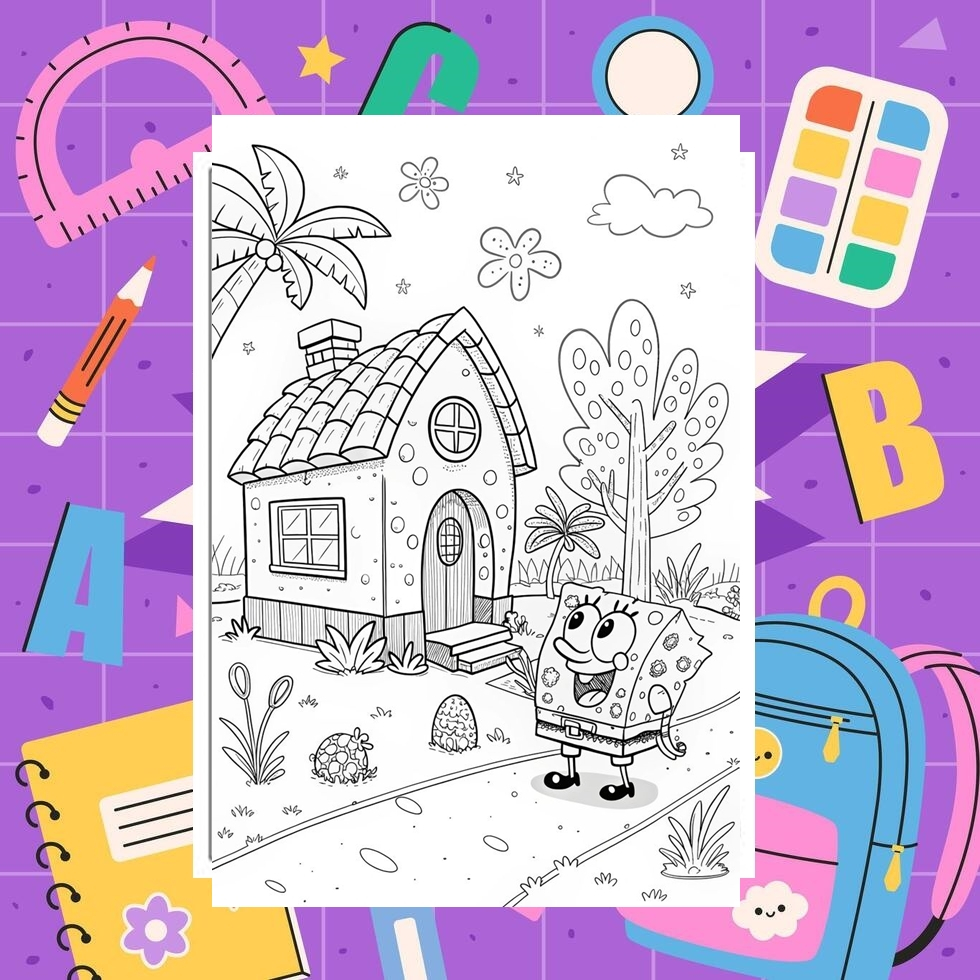 Jual Gambar Mewarnai anak tema Spongebob | Shopee Indonesia