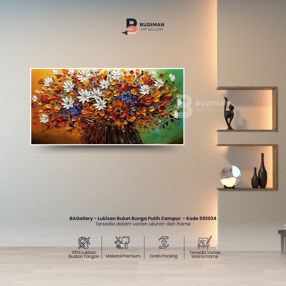 Jual BAGallery - Lukisan Hiasan Dinding Estetik Buket Bunga Putih ...