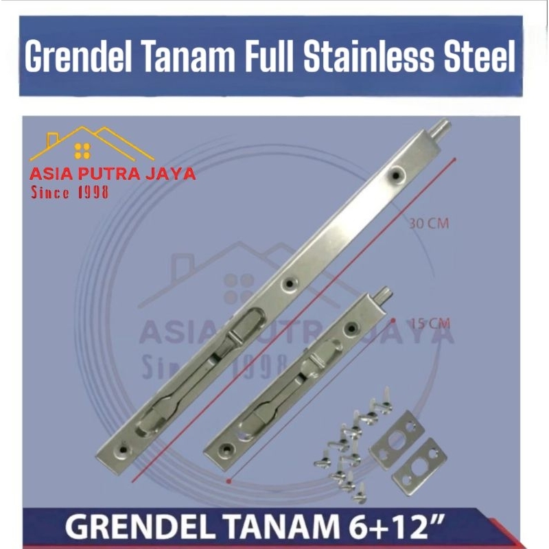 Jual Grendel Tanam Stainless Stell 6 Inch + 12 Inch Pintu Kuputarung ...
