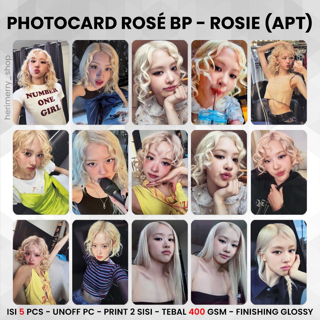 Jual (ISI 5 PCS) Photocard ROSE ROSIE APT- PC Premium 2 Sisi Kartu Kpop Merch Unofficial BP ...