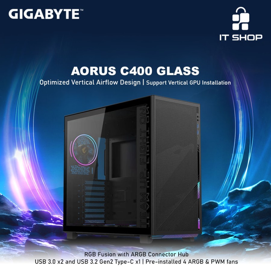 Jual Gigabyte Casing AORUS C400 Glass - Black | Shopee Indonesia