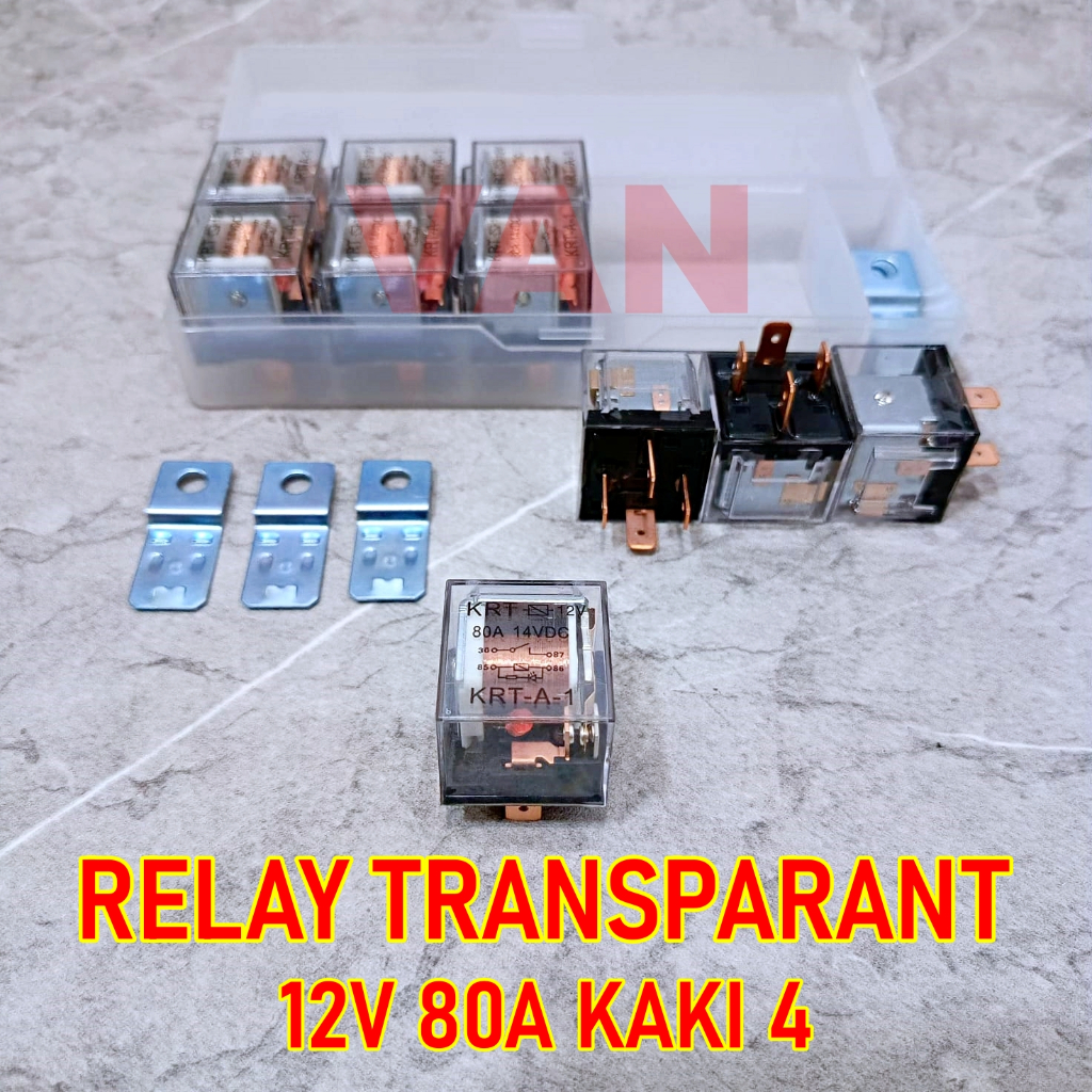 Jual RELAY TRANPARAN KAKI 4 12V 80A + BRAKET - RELAY 4P/4PIN KRT ...