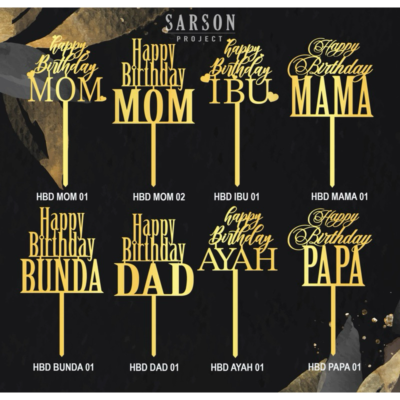 Jual 3D Print Birthday Cake Topper, Hiasan Kue Ulang Tahun HBD MOM IBU ...