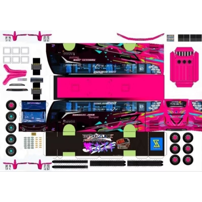 Jual Lembaran Papercraft Bus Tunggal Jaya Black Pink Jb 5 Skala 50 ...