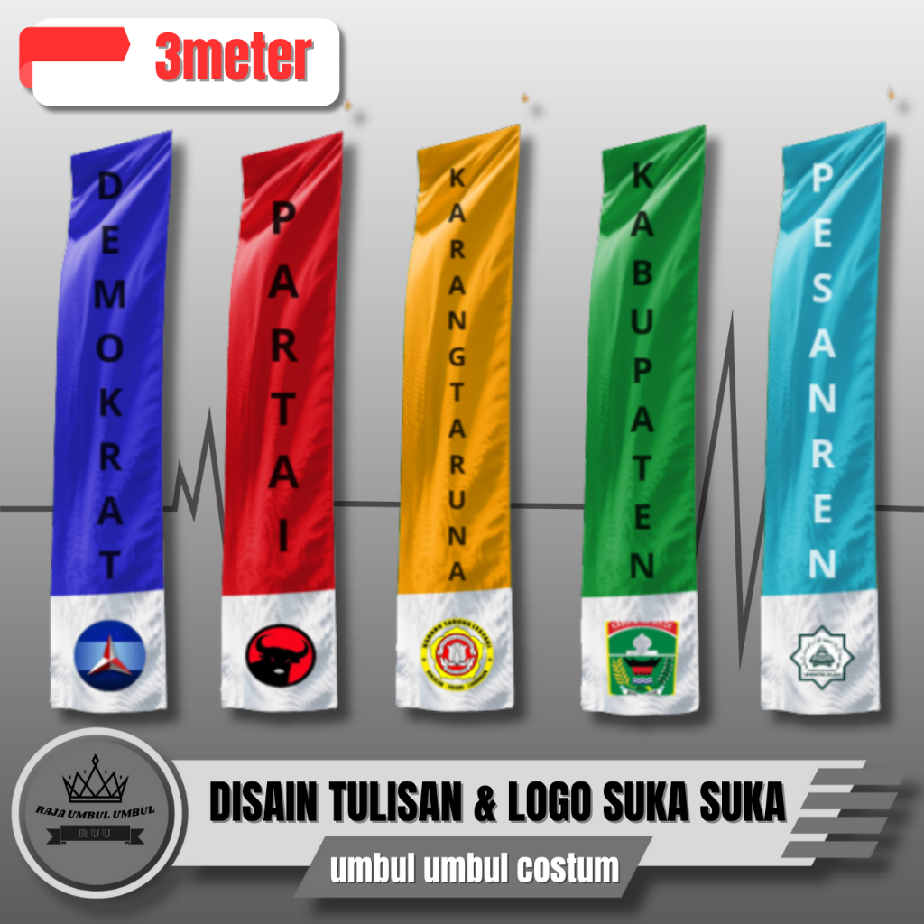 Jual Umbul Umbul Custom Desain Tulisan + Logo (PREMIUM) | Shopee Indonesia