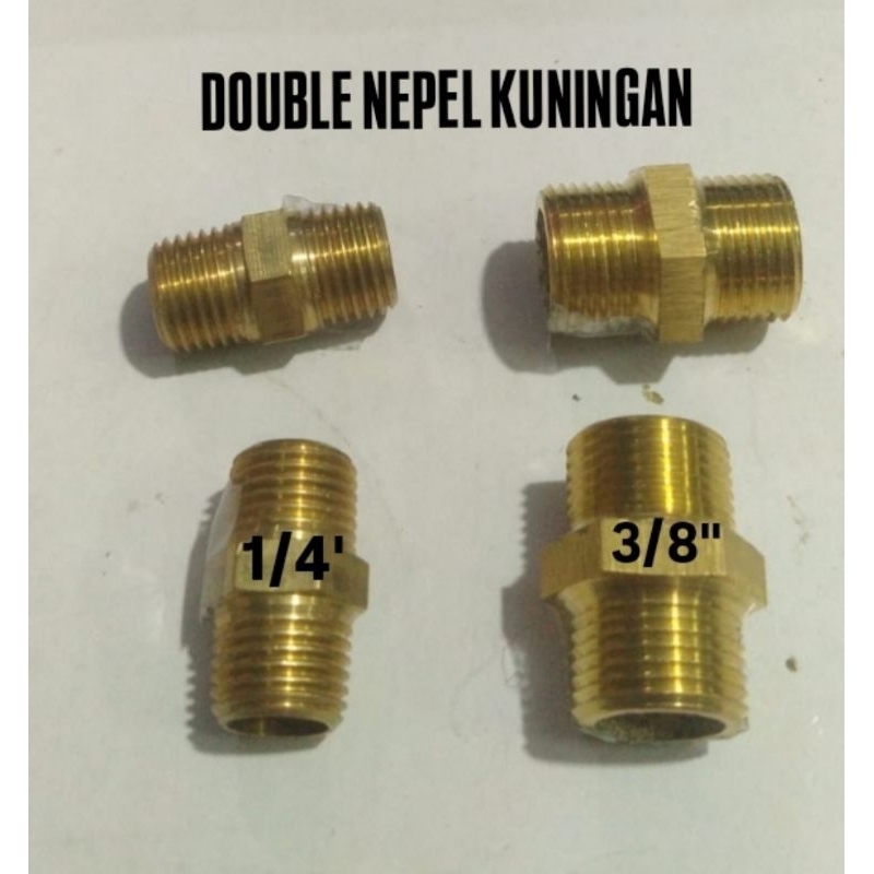 Jual Double Nepel Kuningan UK.1/4', 3/8" | Shopee Indonesia