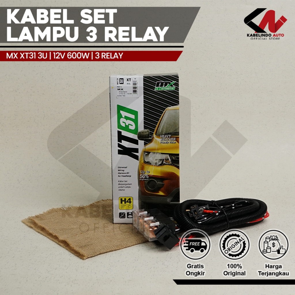 Jual 【MX】Kabel Relay Set Lampu H4 Mobil MX XT SERIES 3 Relay 12v Untuk ...