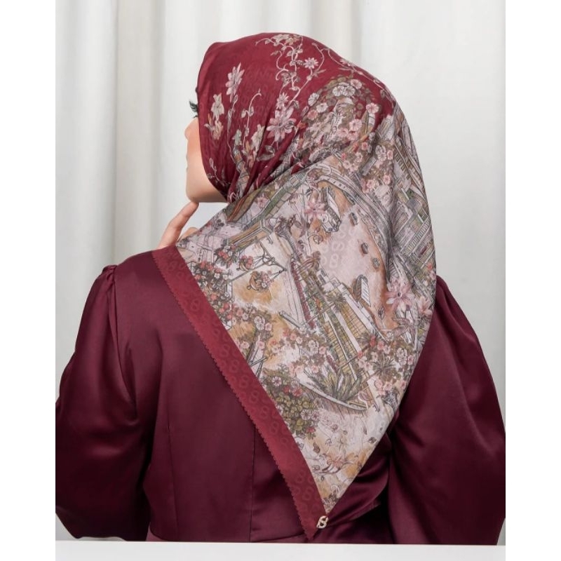 Jual segiempat Buttonscarves pake PIN B+POUCH BOX Buttonscarves kw ...