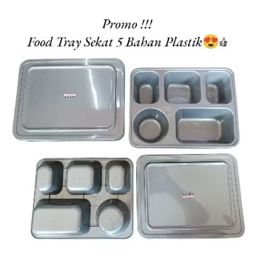 Jual Promo !!! Food Tray Sekat 5, Kotak Nasi Sekat 5, Lunch box Plastik ...