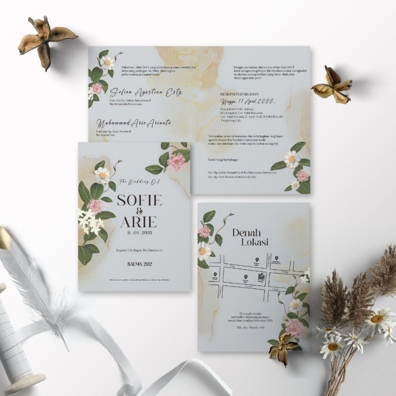 Jual Undangan Pernikahan Murah Desain Full Color Bahan BriefCard 150gsm ...