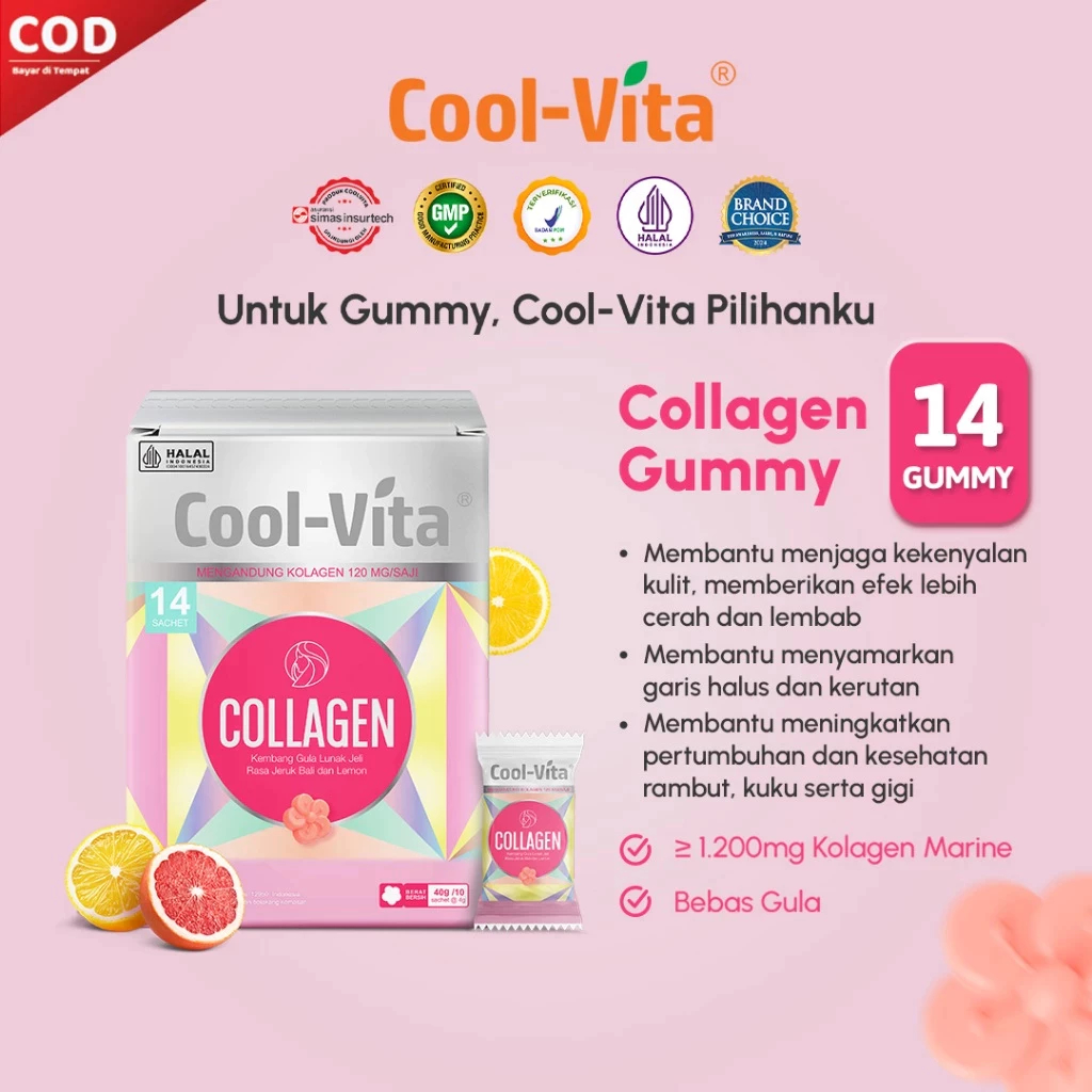Jual Coolvita 1 Dus Collagen Gummy 14 sachet Permen Suplemen Rambut ...