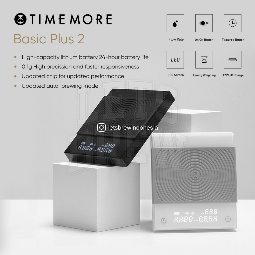 Jual Timemore Basic Plus 2 Digital Coffee Scale Black Mirror with Timer & Flow Rate - Timbangan ...