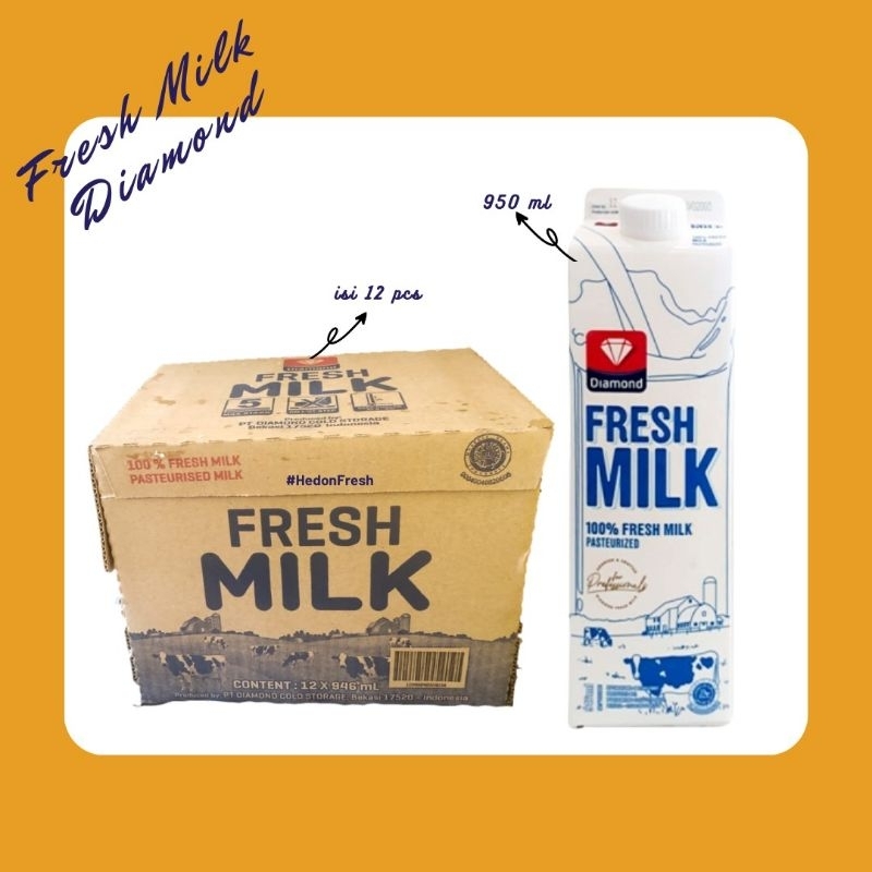 Jual Fresh Milk Diamond 1 liter Kemasan Putih (12pcs) | Shopee Indonesia