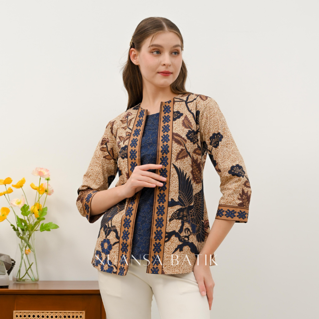 Jual Nuansa Batik Blouse Batik Lengan 7/8 Bahan Katun Stretch | Shopee Indonesia