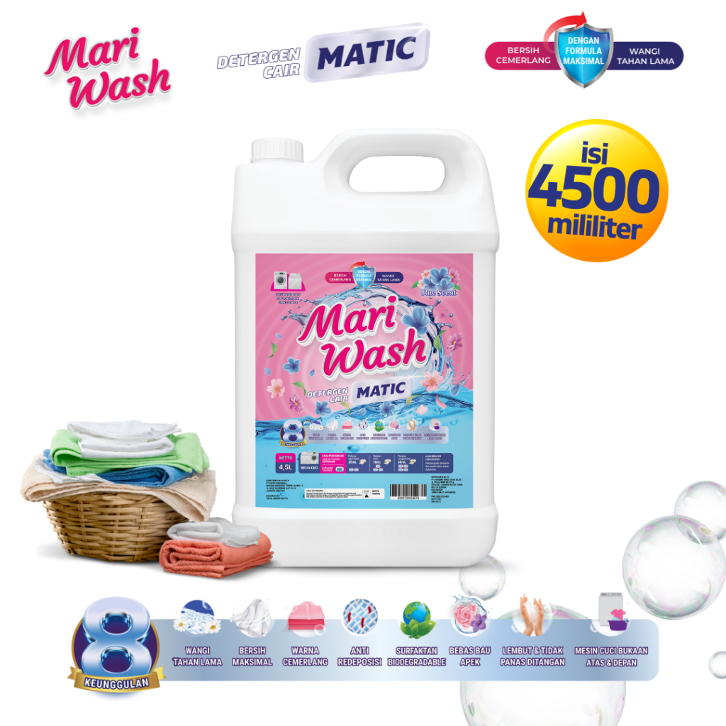 Jual MARI WASH Liquid Detergent Matic, Blue Scent 4500ml | Shopee Indonesia