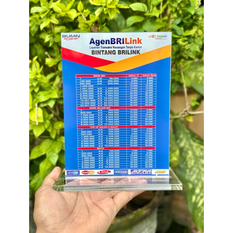 Jual BISA CUSTOM EDIT AKRILIK MEJA AGEN BRILINK BRI UKURAN 15x20 BAHAN ...