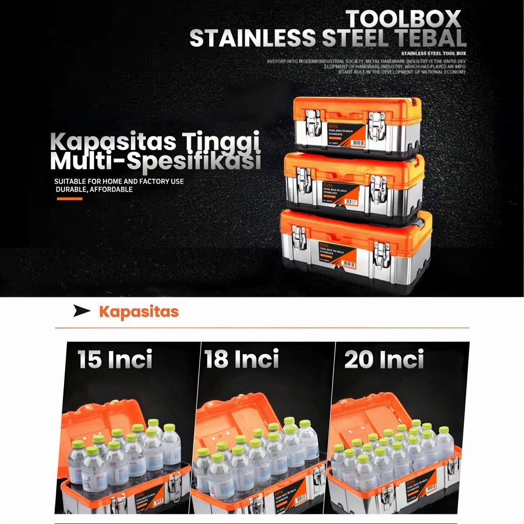 Jual CUTA Tool Box Baja Stainless ABS Besar Toolbox Kotak Perkakas ...